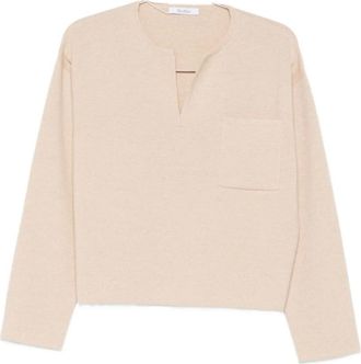 Max Mara Pull &agrave; col en V Zibello - Femme - Pulls - Beige - Taille: 42 FR