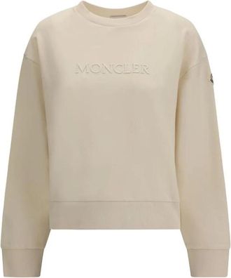 Moncler Femme, Sweatshirts et sweats &agrave; capuche, Beige, Taille: 40 FR Cotton SweaT-shirt