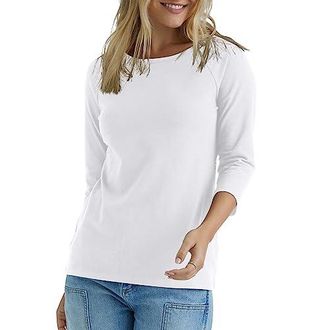 Hanes Stretch Cotton Raglan Sleeve Tee Chemise, Blanc, XXL Femme