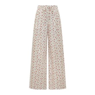 Dolce & Gabbana Femme, Pantalons, Multicolore, Taille: 36 FR Pantalon en popeline &agrave; petit imprim&eacute; rose