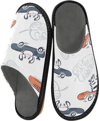 HMZXZ Pantoufles de course de voiture z&egrave;bre pour homme et femme, pantoufles dint&eacute;rieur amusantes et cool pour femme, chaussures dint&eacute;rieur, chaussures de ch