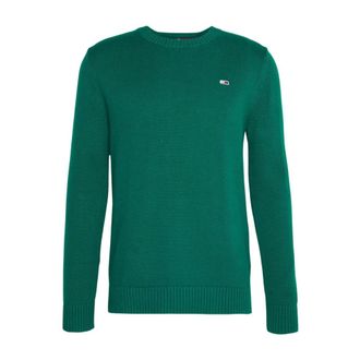 Tommy Jeans Gr&uuml;ner Baumwoll-Pullover mit Rundhalsausschnitt - - Knitwear - Herren - Gr&uuml;n - M