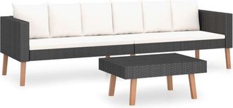 vidaXL 2-tlg. Garten-Lounge-Set mit Kissen Poly Rattan Schwarz - Vidaxl