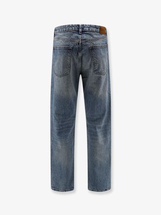 HUGO BOSS Mens Cotton Jeans With Back Suede Logo Patch Blue