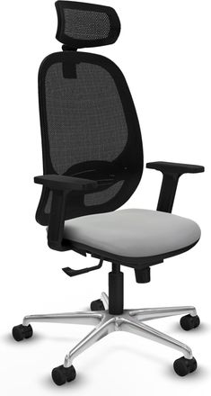 Piqueras y Crespo Grauer B&uuml;rostuhl mit 2D-Armlehnen, h&ouml;henverstellbarer Lendenwirbelst&uuml;tze und h&ouml;henverstellbarem Kopfteil, h&ouml;henverstellbar und neigbar. Ausgestattet m