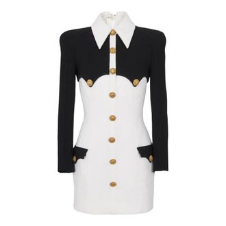 Balmain Kurzes- gekn&ouml;pftes Kleid aus Cr&ecirc;pe - - Dresses - Damen - Schwarzk - XS