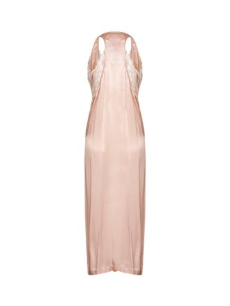 Maison Margiela Womens Midi Slip Dress Light Pink Satin & Lace Acetate