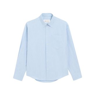 Ami Femme, Blouses et Chemises, Bleu, Taille: 40 FR Embossed ADC Boxy Shirt