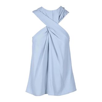 Erika Cavallini Semi Couture &Auml;rmelloses Top aus Seidenmischung - - Tops - Damen - Blau - L