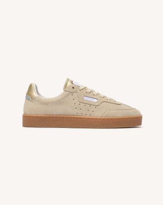 Faguo Baskets beige et dor&eacute; cuir su&egrave;de