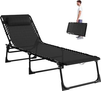 OUTSUNNY Sonnenliege klappbar Gartenliege, Liegestuhl mit 4-Fach verstellbare R&uuml;ckenlehne, wetterfeste Campingliege bis 120 kg belastbar, f&uuml;r Garten Strand Poo