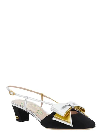 Valentino Garavani Womens Black Slingback D&eacute;collet&eacute; With Oversized Bow Viscose Shoe