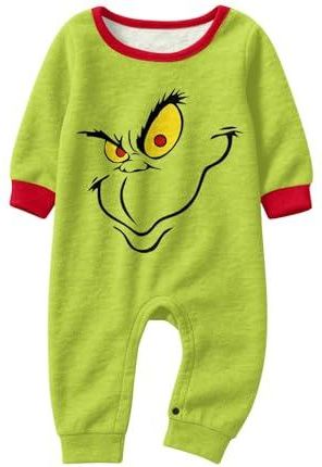 Generic Le Grinch Pyjama Noel Famille De Grinch Ensembles Hiver Noël Femme Vetement Deguisement Enfant Chaud Et Doux Coton The Assorti Bebe Adulte Costume Hom