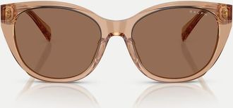 Ralph Lauren eckige Sonnenbrille mit braunen Gl&auml;sern in gl&auml;nzend transparentem Braun