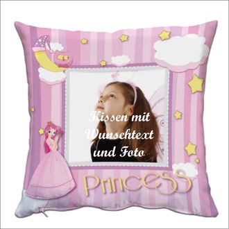 Indigos UG Foto-Kissen mit eigenem Foto individuell Bedruckt - Princess - selbst gestalten - 38x38 cm - bunt - mit Kissenf&uuml;llung - personalisierte Geschenkidee -