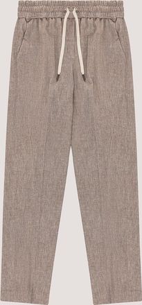 Circolo 1901 Drawstring Chino Trousers in Micro Herringbone Premium Piqu&eacute; Nomad / 40