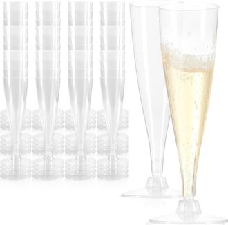 Com-Four 48x Mehrweg Sektglas - transparente, stapelbare Kunststoff-Sektkelche f&uuml;r Party, Camping und unterwegs - wiederverwendbar und sp&uuml;lmaschinengeeignet - 