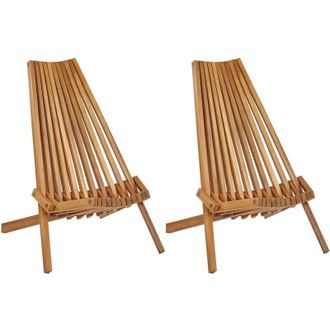 Beliani Gartenstuhl 2er Set BELLANO Akazienholz Braun