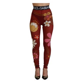 Dolce & Gabbana Leggings mit Blumenmuster und hohem Bund - - Trousers - Damen - Mehrfarbig - XS