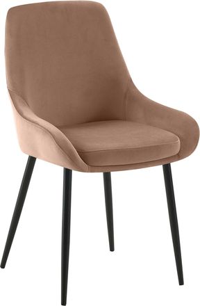 Clp Esszimmerstuhl Elmira I Küchenstuhl mit Samtbezug gepolstert I Polsterstuhl mit Rückenlehne, Farbe:braun, Material Gestell:Metall matt schwarz