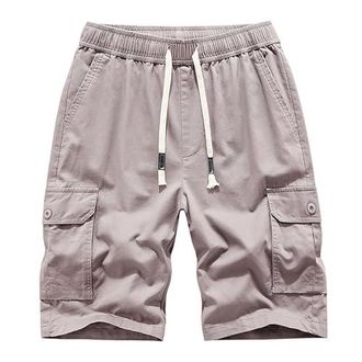 Generic Short cargo d&eacute;contract&eacute; en serg&eacute; pour homme - En coton - Cordon de serrage - Stretch - Avec poches, marron, 40