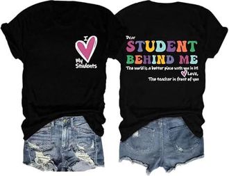 Generic T-shirt d&eacute;contract&eacute; &agrave; manches courtes et col rond imprim&eacute; pour femme 2026 pour la Saint-Valentin, Noir, XXL