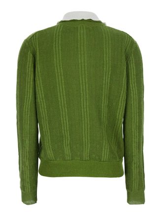 Shushu/Tong Womens Pullover Linen Knit Green Tops Top