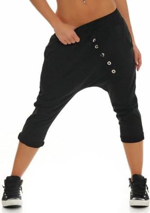 Malito more than fashion Malito Court Boyfriend Pantalon avec Bouton Bar 8015 Femme Taille Unique (Noir)
