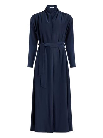 Nells Nelson robe longue Maria en soie &agrave; col drap&eacute; - Noir