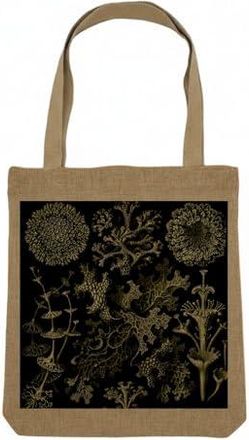 Fabulous Sac Shopping Tote Bag Aspect Lin - Planche de Lichen Gravue Ancienne Dessin Biologie - Sac de Courses Toile Epaisse 360g Beige Naturel Cabas Port&eacute; Epa