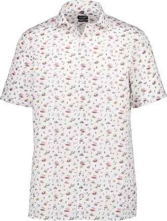 Olymp Herren Kurzarmhemd weiß gemustert