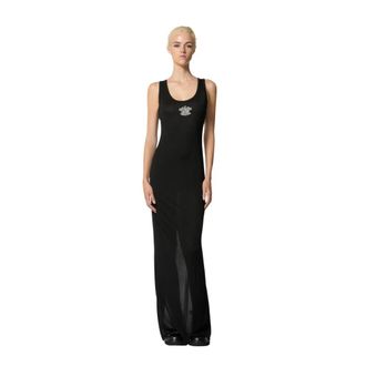John Richmond Langes &auml;rmelloses Kleid mit Schmuckdetail - - Dresses - Damen - Schwarzk - L