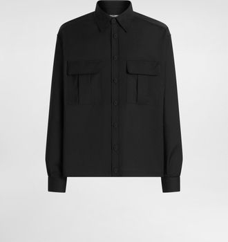 Dolce & Gabbana Wool Blend Canvas Shirt - Mann Hemden Schwarz 44