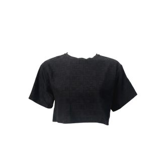 Iceberg T-Shirt Logo Allover Cropped Fit - - Tops - Damen - Schwarzk - S