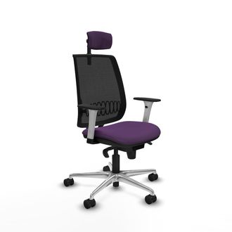 Piqueras y Crespo Einfacher Alares Schreibtischstuhl mit wei&szlig;en und schwarzen Armlehnen, h&ouml;henverstellbare Lendenwirbelst&uuml;tze und h&ouml;henverstellbares Kopfteil, Schwarz /