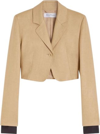 Max Mara Femme, Vestes, Beige, Taille: 38 FR Veste Courte en Twill de Lin