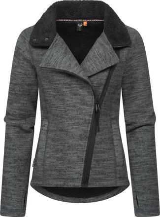 Ragwear Damen Sweatjacke Strickjacke mit Teddyfell-Futter Saskie Melange YOUMODO Dark Grey Gr. XS