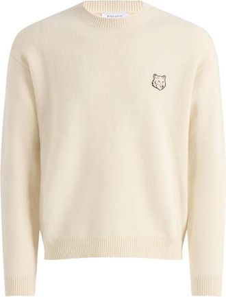 Maison Kitsun&eacute; Pull Fox Head Milano - Homme - Pulls - Blanc - Taille: L