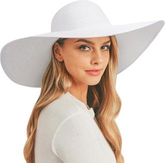 Dreshow Femme Capeline Chapeau de Paille Chapeau &agrave; Large Bord Casquettes Anti-Soleil Respirant Pliable Rouleau Plage Cap Chapeau de Soleil UPF 50+