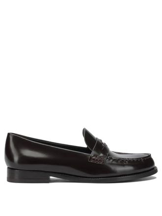 Tory Burch Polished Bovine Leather Penny Loafers - Gr. 7_5 - in Schwarz