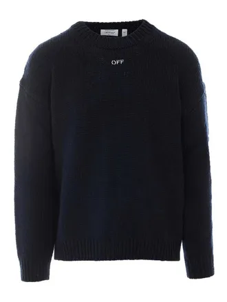 Off-white Pull Col Rond - Bleu