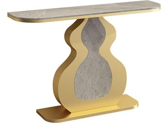 Generic Eingangstisch mit Einzigartigem Metallsockel, Industrial Flurtisch, Moderner Akzenttisch mit Schieferplatte, Schmaler Sofatisch für Wohnzimmer(Gold 3,