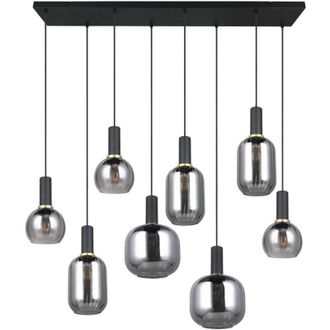 Trio Leuchten Suspension, Suspension huit lampes 120 cm Diva Gris en Verre, trio