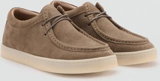 Mango Chaussures bateau cuir su&egrave;de marron clair/pastel - Homme - 39 - MANGO MAN