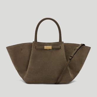 DeMellier The Midi New York Tiefes Khaki Perforiertes Wildleder DeMellier