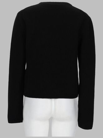 Moncler Wool-Cashmere Blend with Contrast Logo Sweater - Black