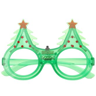 Angoily Leuchtende Weihnachtsbrille mit Weihnachtsbaum Motiv Polycarbonat Partybrille f&uuml;r Karneval und Foto Requisit