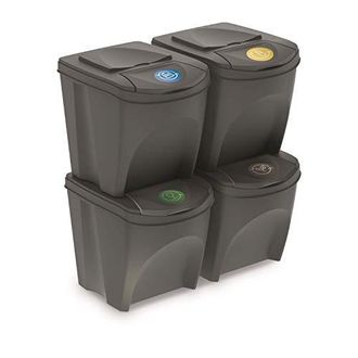 Prosperplast Lot de 4 poubelles de recyclage en plastique 100L Prosperplast Sortibox Sortibox en couleur grise
