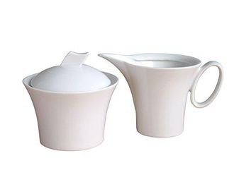 CREATABLE CreaTable, 13571, Serie Wing Weiss, 2-teiliges Geschirrset, Milch und Zucker Set aus Porzellan, spülmaschinen- und mikrowellengeeignet, Made in Europe