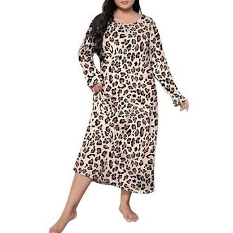 Generic Chemise de nuit &agrave; manches longues pour femme plus &acirc;g&eacute;e - Chemise de nuit grande taille &agrave; manches longues pour femme = v&ecirc;tements de loisirs pour femmes